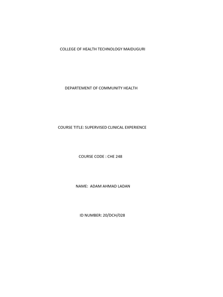 Supervised Clinical Experience in Maiduguri | PDF | Aspirin | Clinical ...