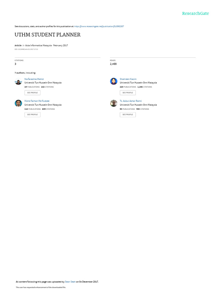 Uthm Student Planner | PDF | Use Case | Websites