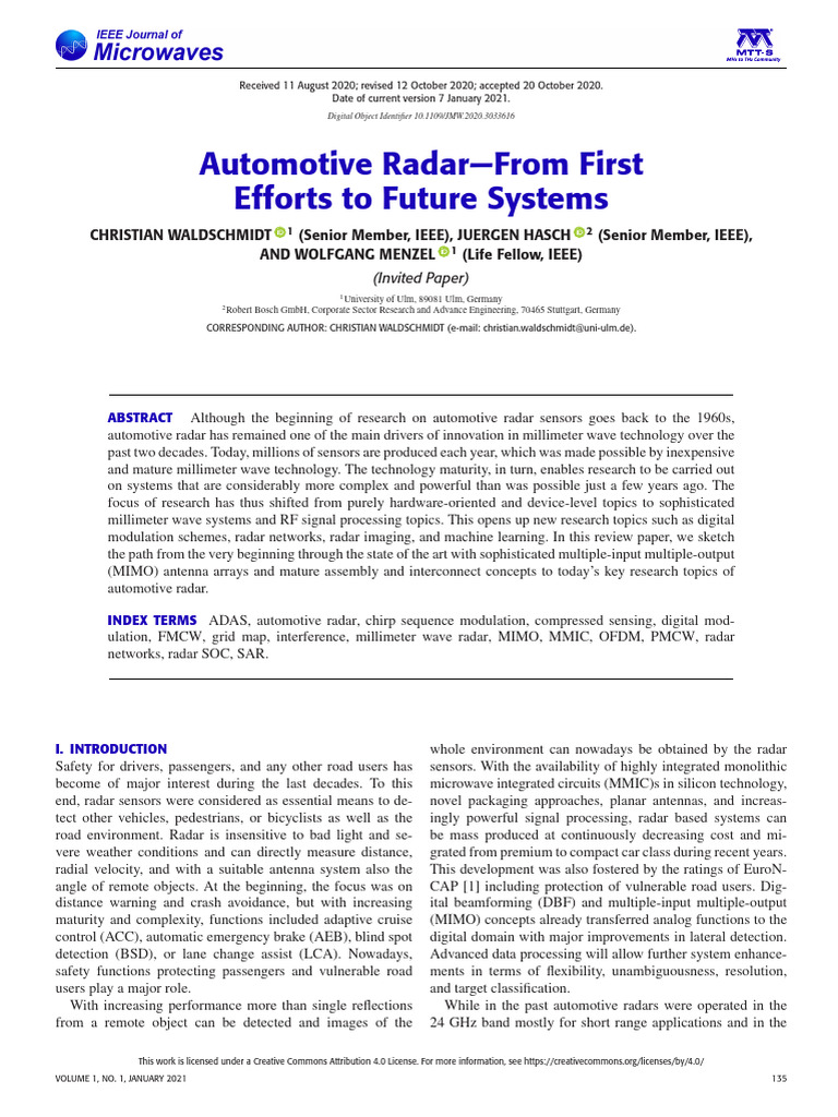 Automotive Radar From First Efforts To Future Systems | PDF | Radar ...