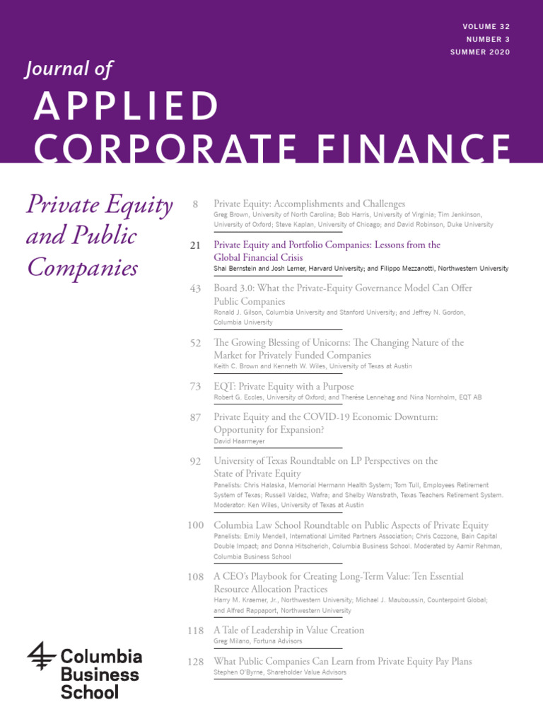 Private Equity and Portfolio Companies Lessons From The Global ...