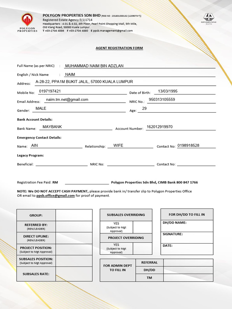 HQ - Joiner Registration Form-1 | PDF | Indemnity | Real Estate Appraisal