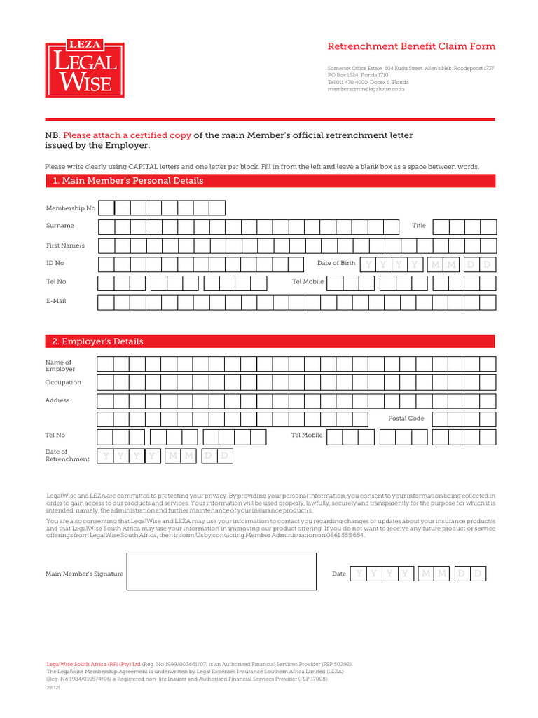 Retrenchment Benefit Claim Form | PDF