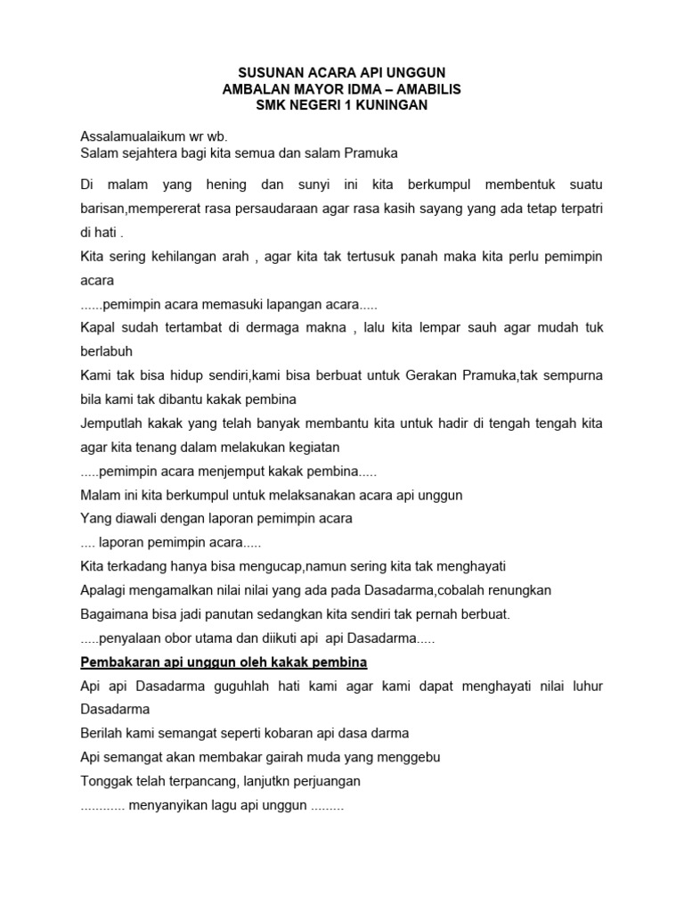 Susunan Acara API Unggun | PDF