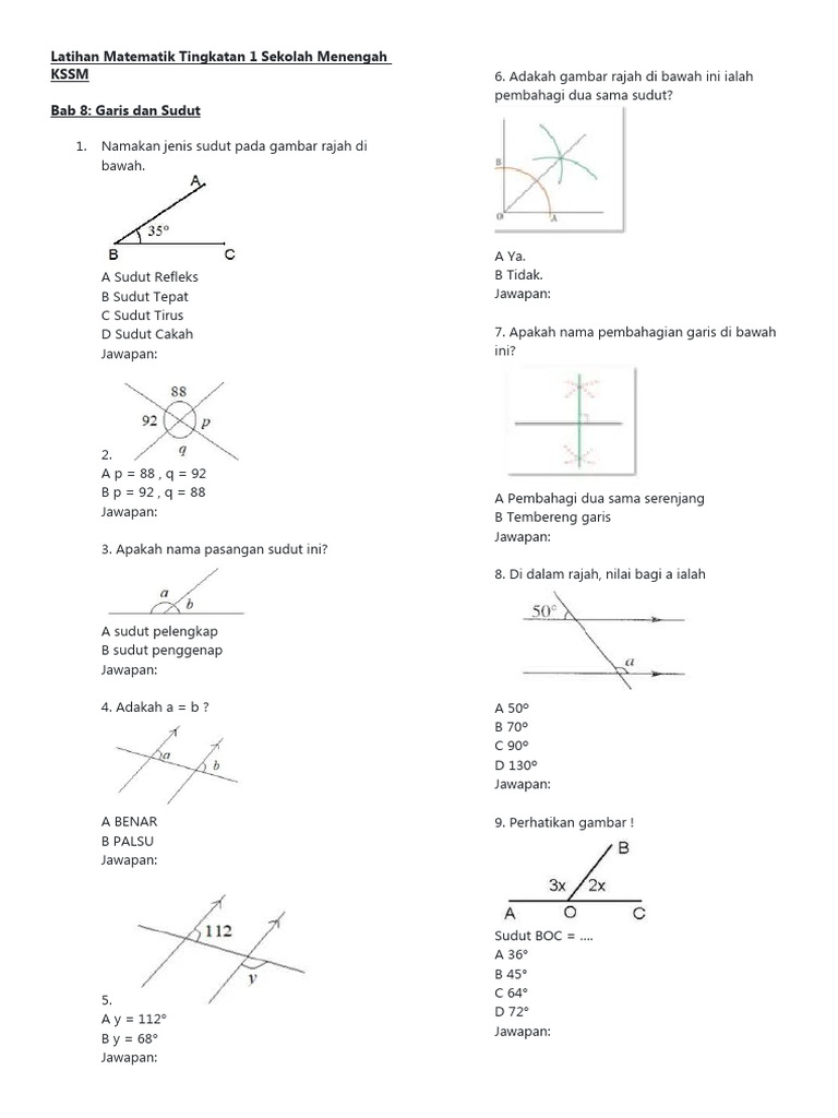 T1 Math Bab 8 Garis Dan Sudut | PDF | Metode & Bahan Ajar