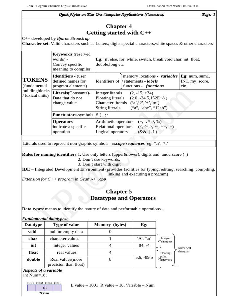 Hsslive Xi Comp App Unit Notes CH 4 To 7 Eng Act MLPM | PDF | Data Type ...