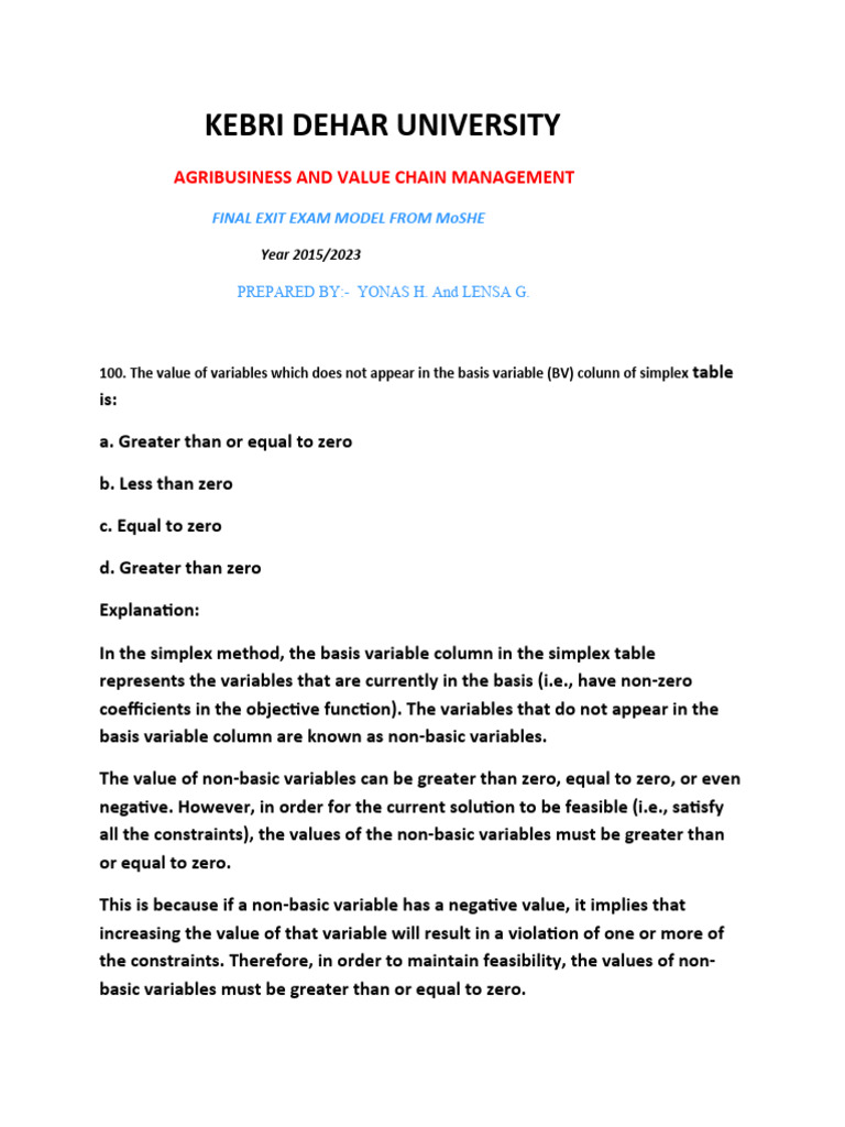 KEBRI DEHAR UNIVERSITY - MoSHE Model For ABVM | PDF | Curing (Food Preservation) | Autocorrelation