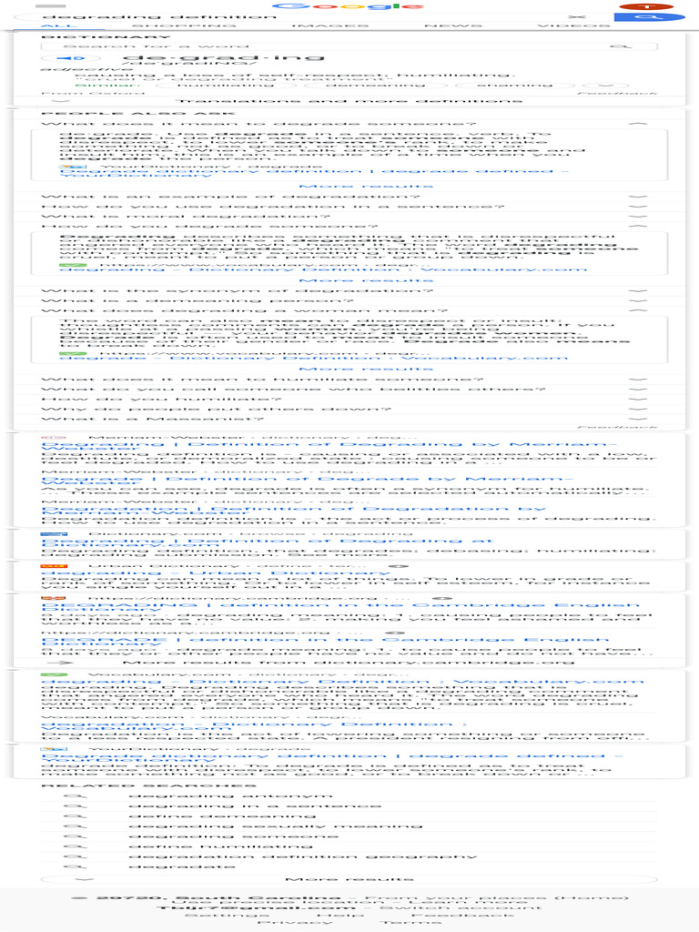 Degrading Definition - Google Search | PDF | Dictionary | Lexicography