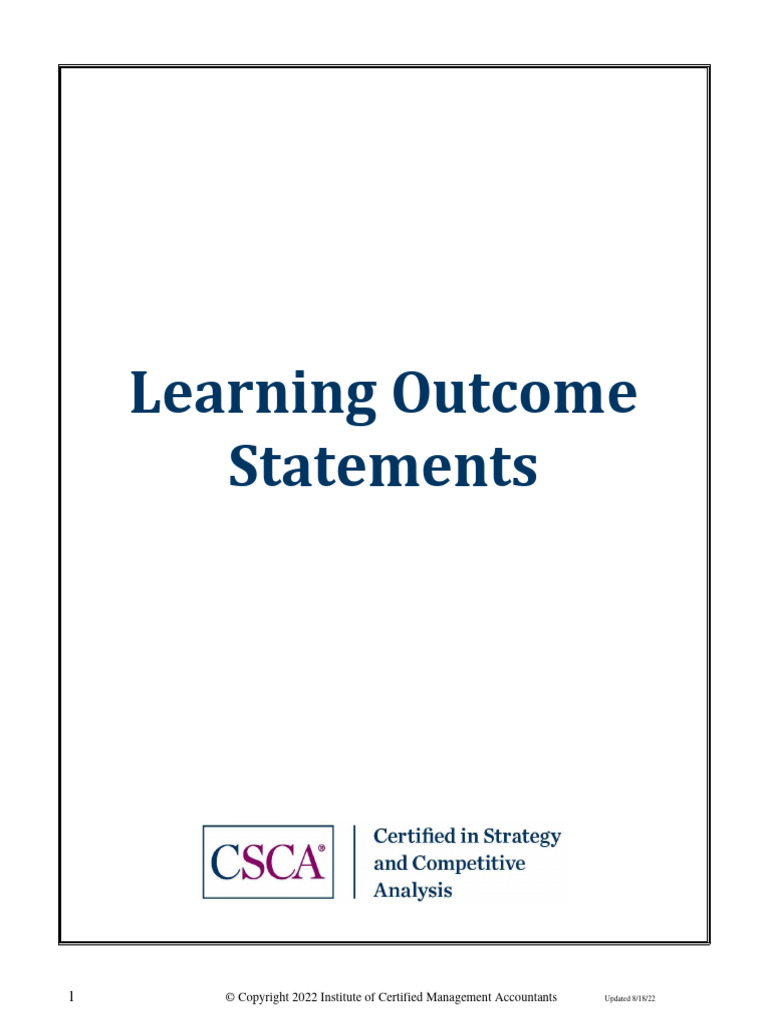 CSCA Learning Outcome Statements | PDF | Strategic Management ...
