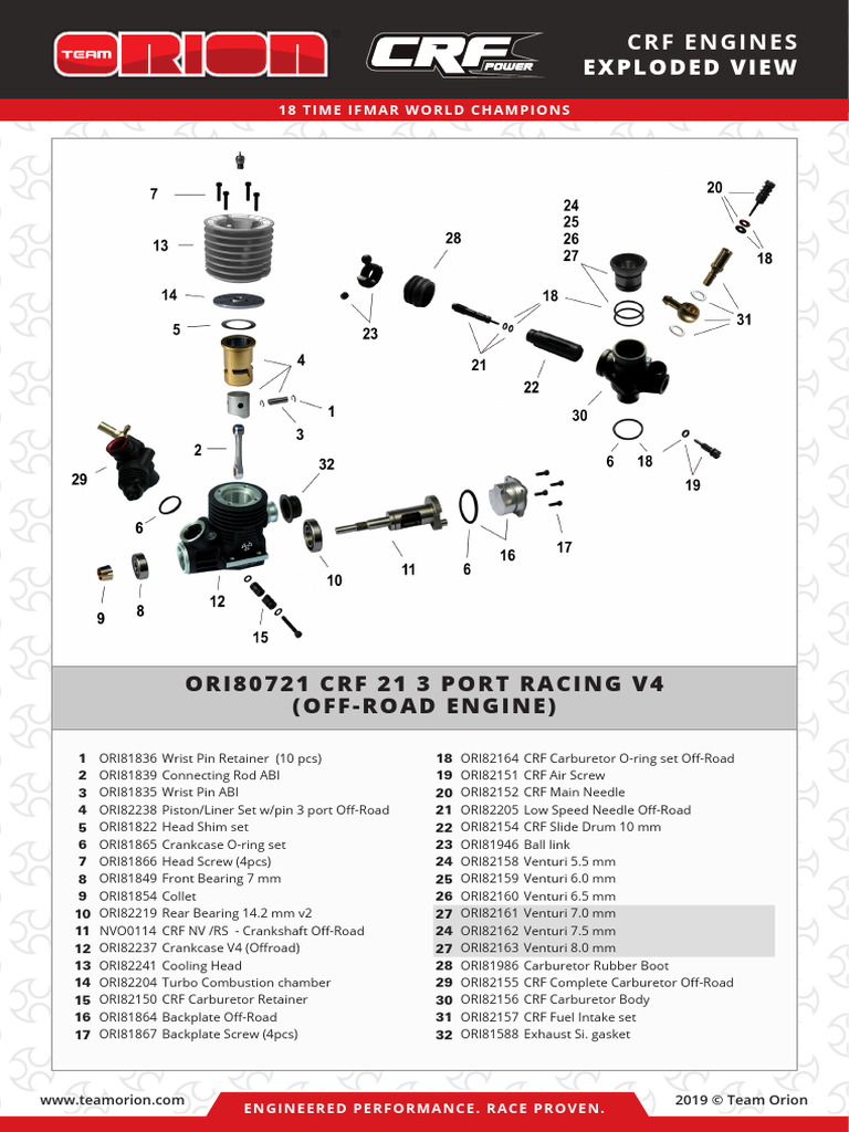 CRF Engines Exploded View Guide | PDF | Carburetor | Piston