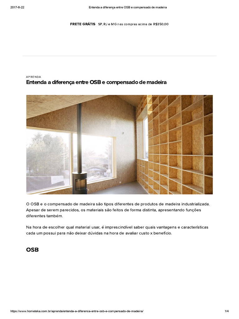 Entenda a diferença entre OSB e compensado de madeira | PDF | Madeira ...