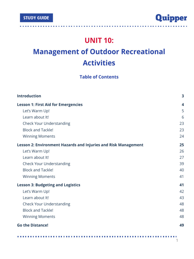 Unit 10 Management of Outdoor Recreational Activities | PDF ...