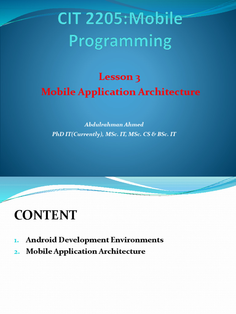 Mobile Application Architecture Pdf Ios Android Operating System 2748