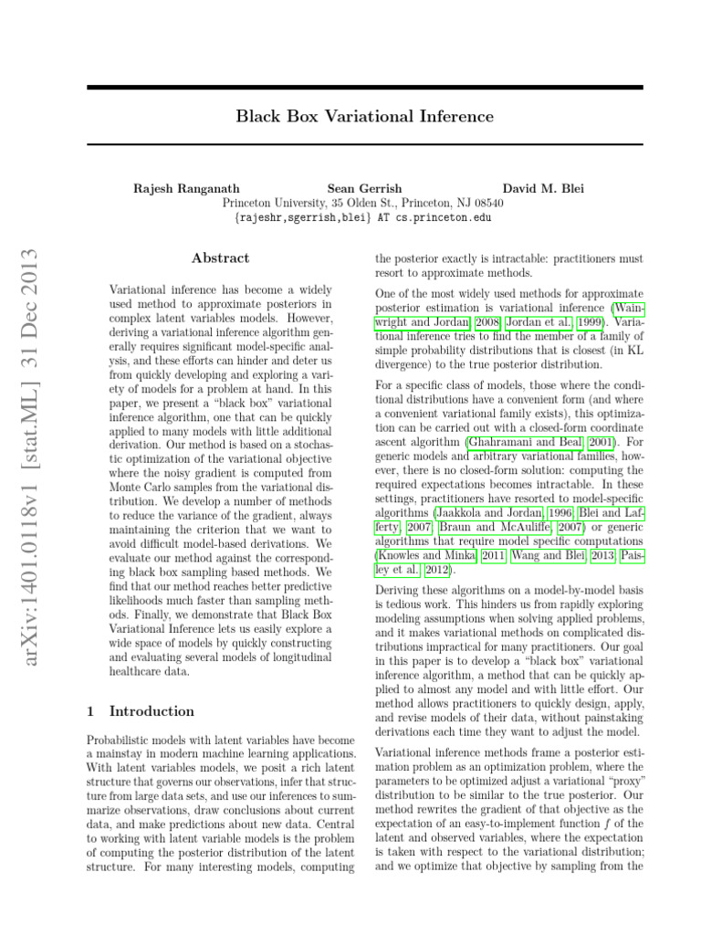 Black Box Variational Inference | PDF | Variance | Normal Distribution