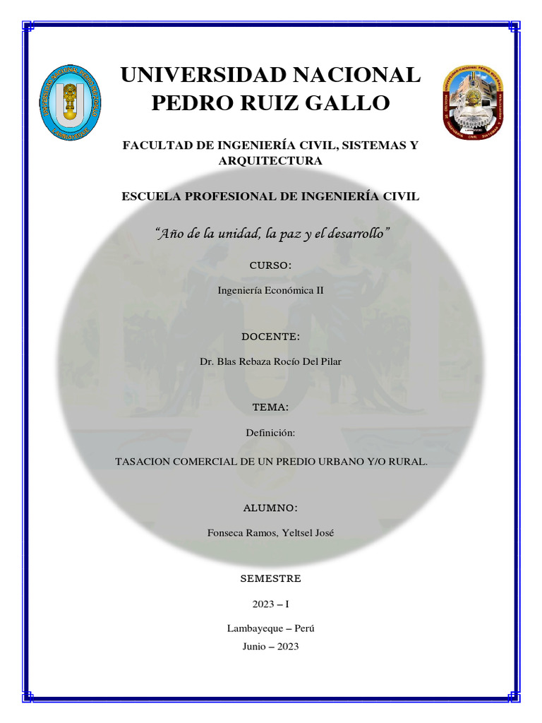 Tasacion - Comercial - Fonseca Ramos Yeltsel José | PDF | Valoración (Finanzas)