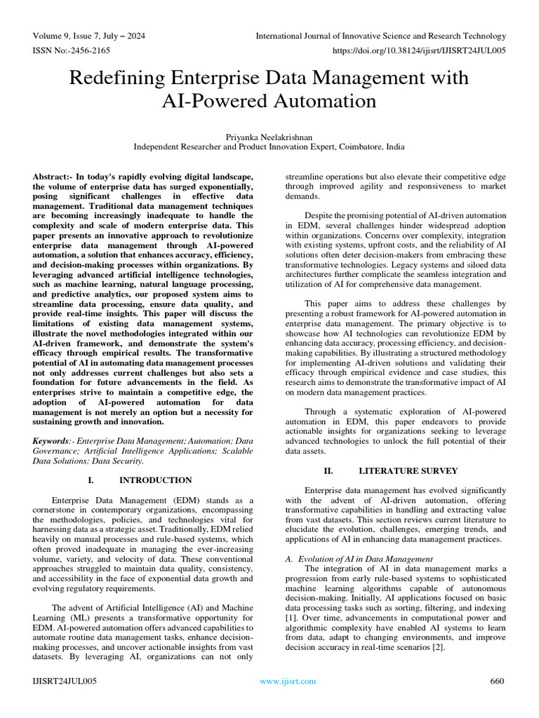 Redefining Enterprise Data Management With AI-Powered Automation | PDF | Artificial Intelligence ...