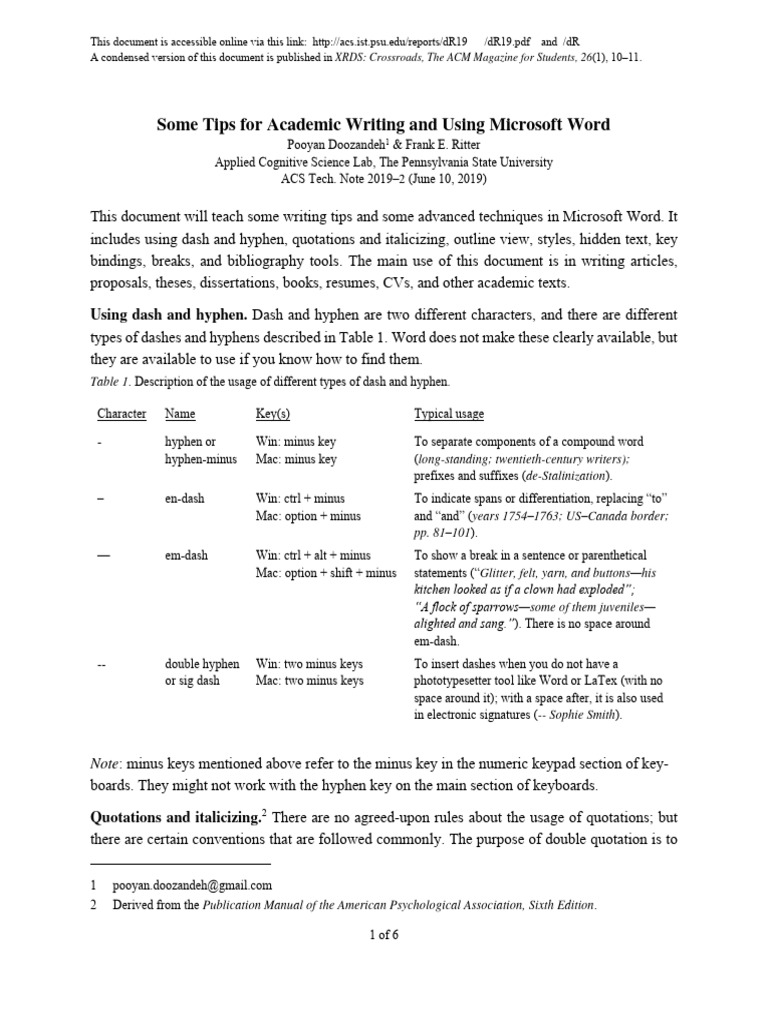 Academic Writing & Using Microsoft Word- ITSKA1 | PDF | Keyboard ...