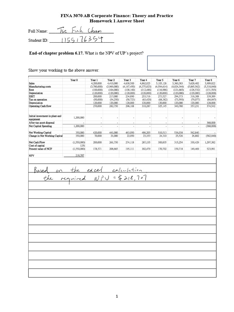 Homework 1 - Answer Sheet - For Students - 2024 T2 | PDF | Financial Economics | Business