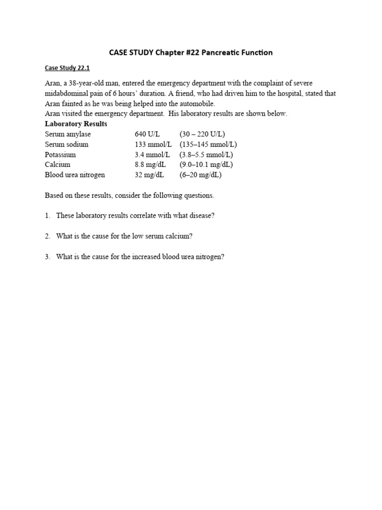 Diagnosing Pancreatitis: Case Studies | PDF | Medicine | Diseases And ...