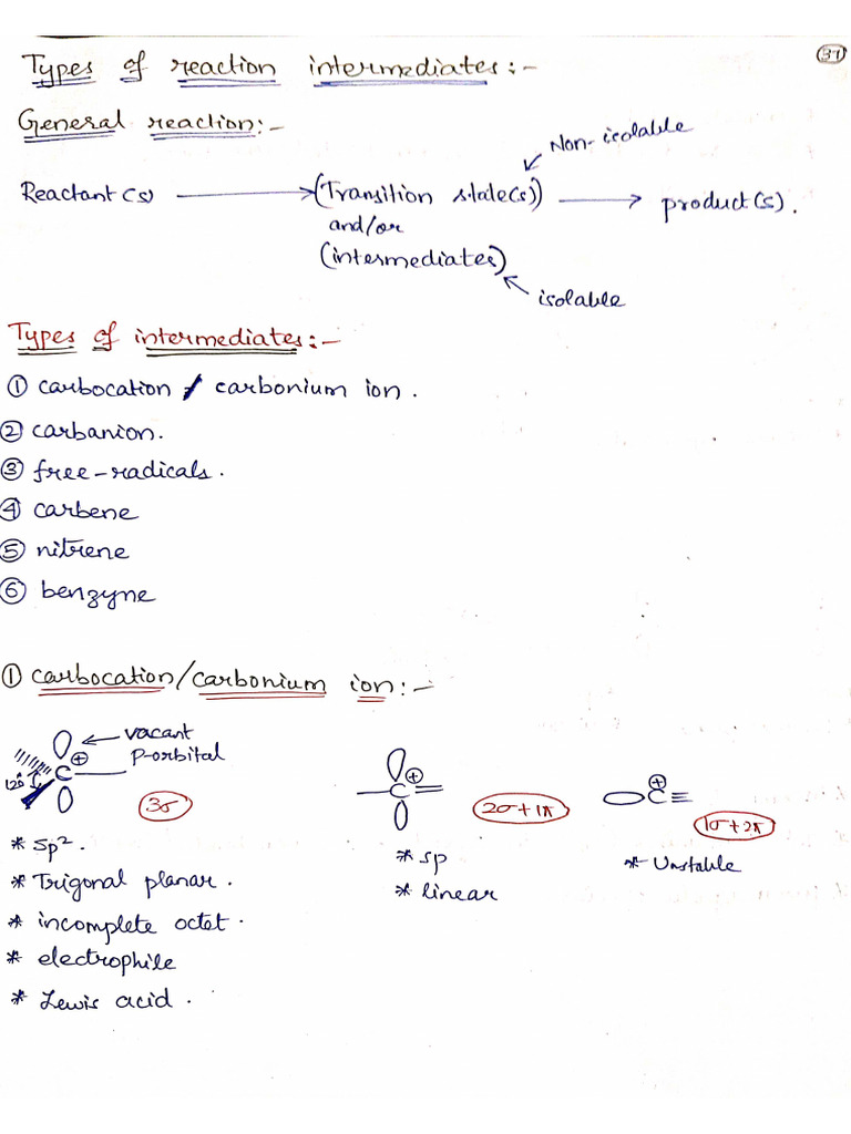 Types of Reaction Intermediates | PDF