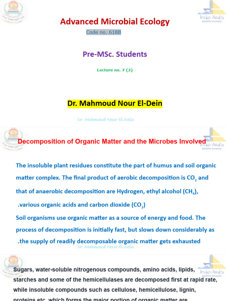 Advanced Microbial Ecology | PDF | Decomposition | Lignin