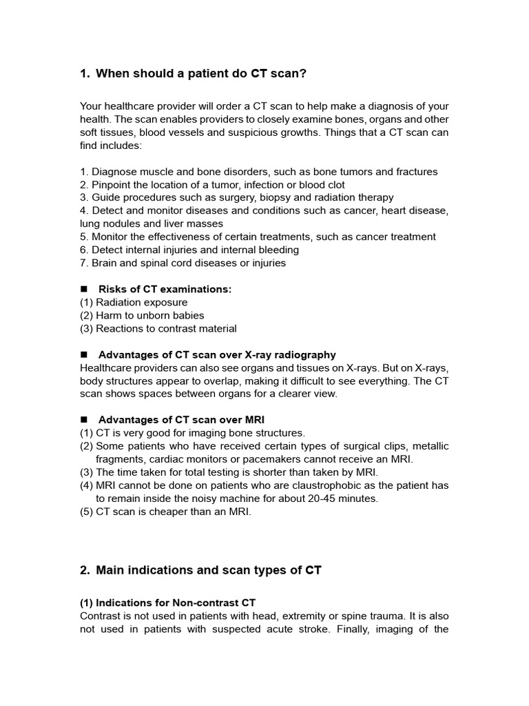When to Get a CT Scan: Key Indications | PDF | Ct Scan | Magnetic ...