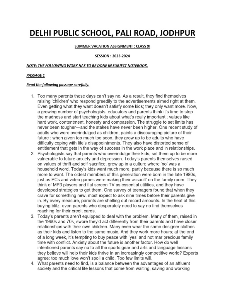 Class XI Summer Assignment 2023 | PDF | Spamming | Air Pollution