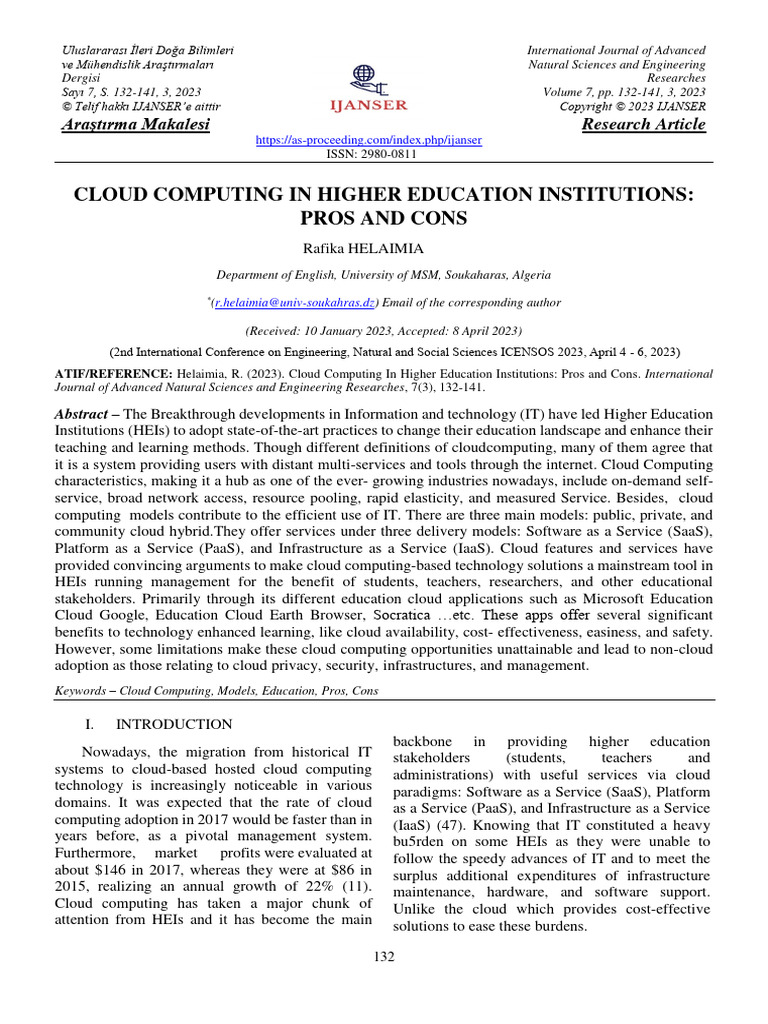 19-Mail Submission 6 pp-132-141 | PDF | Cloud Computing | Computing