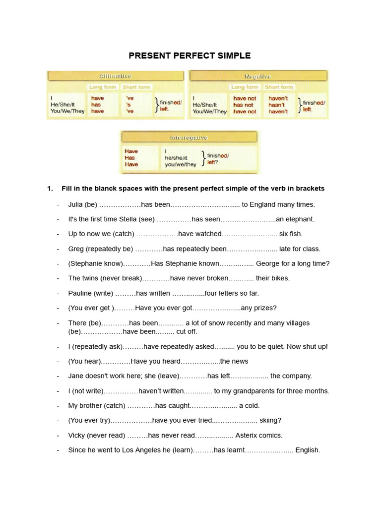 Present Perfect Simple | PDF