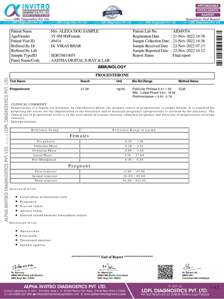 Patient Report | PDF | Endocrine System | Reproductive System