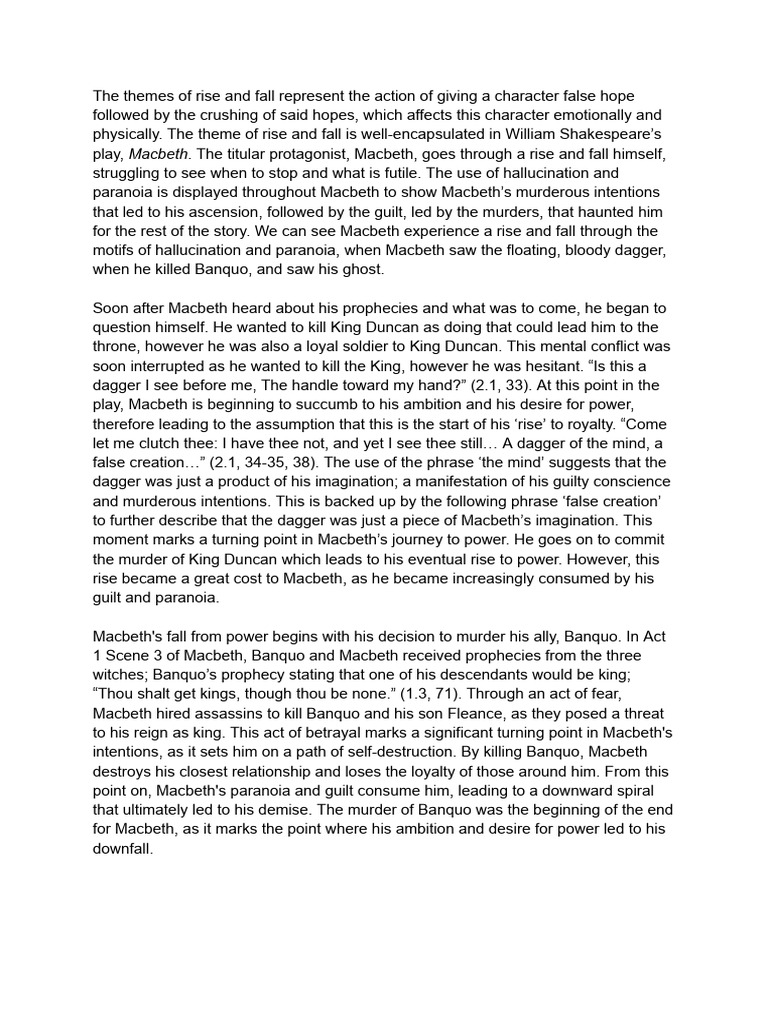 Macbeth's Rise and Fall Using Motifs - English Assignment #2 | PDF | Macbeth