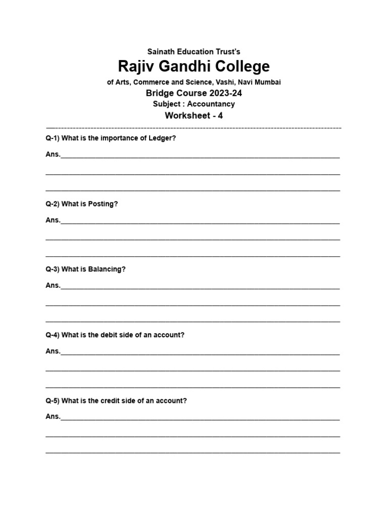 Worksheet - 4 | PDF | Debits And Credits | Business