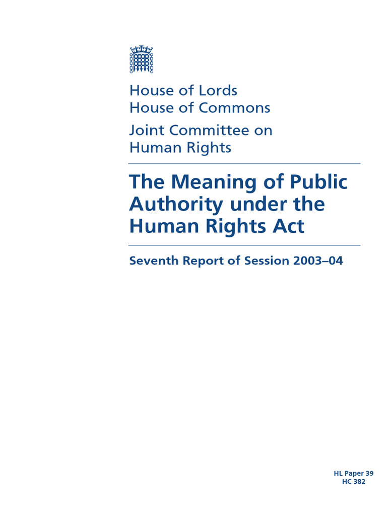 Meaning of Public Authority Under The Human Rights Act 1998 | PDF ...