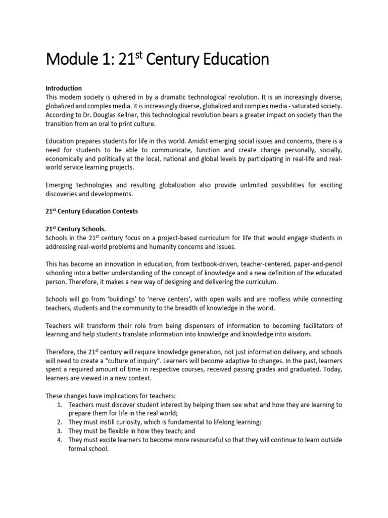 Module 1 21st Century Education | PDF | Learning | Teachers