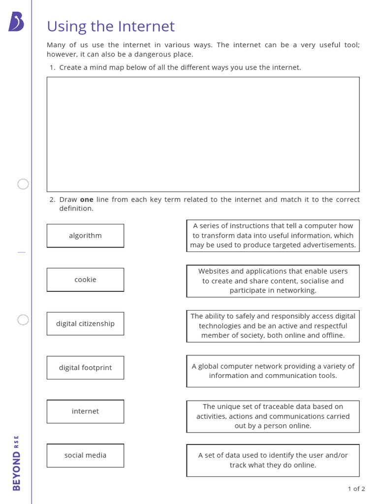 Using The Internet Worksheet | PDF | Internet | Popular Culture & Media ...