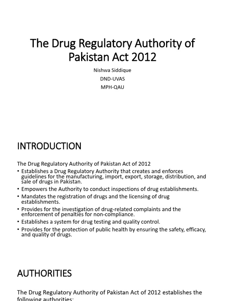 Pakistan Drug Regulation Overview | PDF | Pharmacovigilance ...