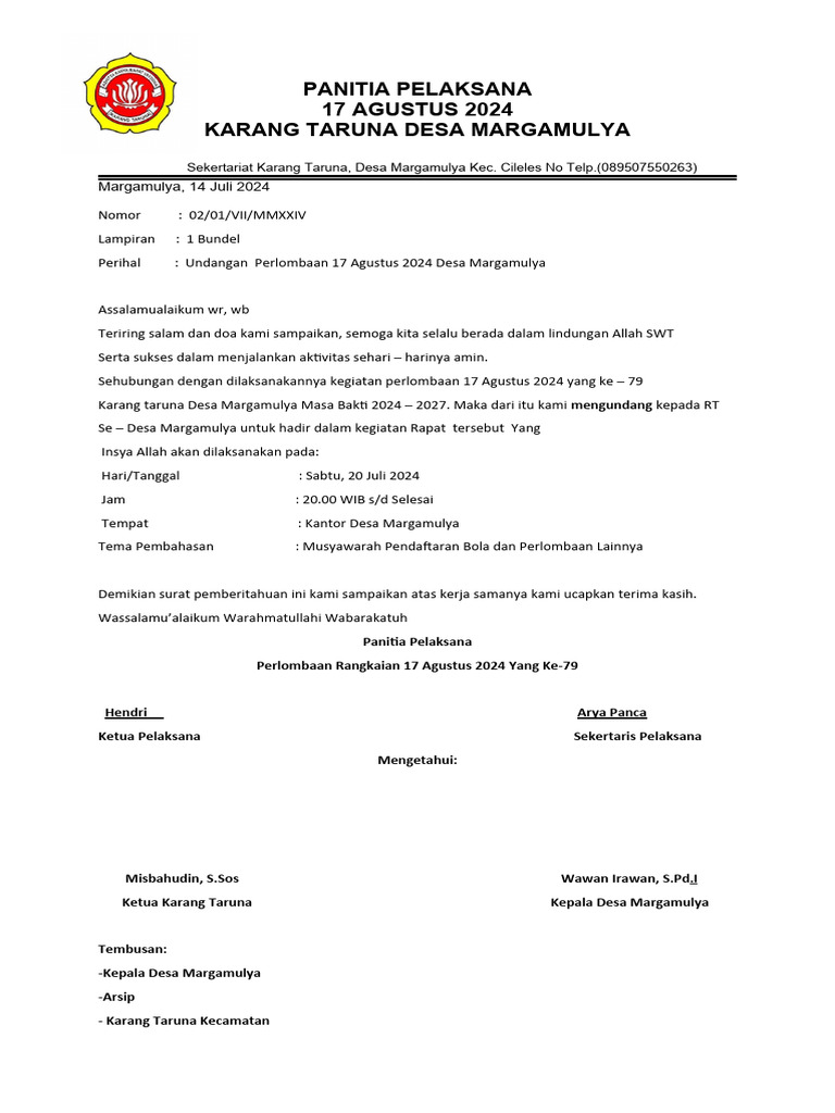 Surat Karang Taruna | PDF