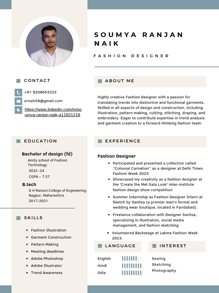 Soumya Ranjan Naik CV-1 | PDF | Style | Clothing