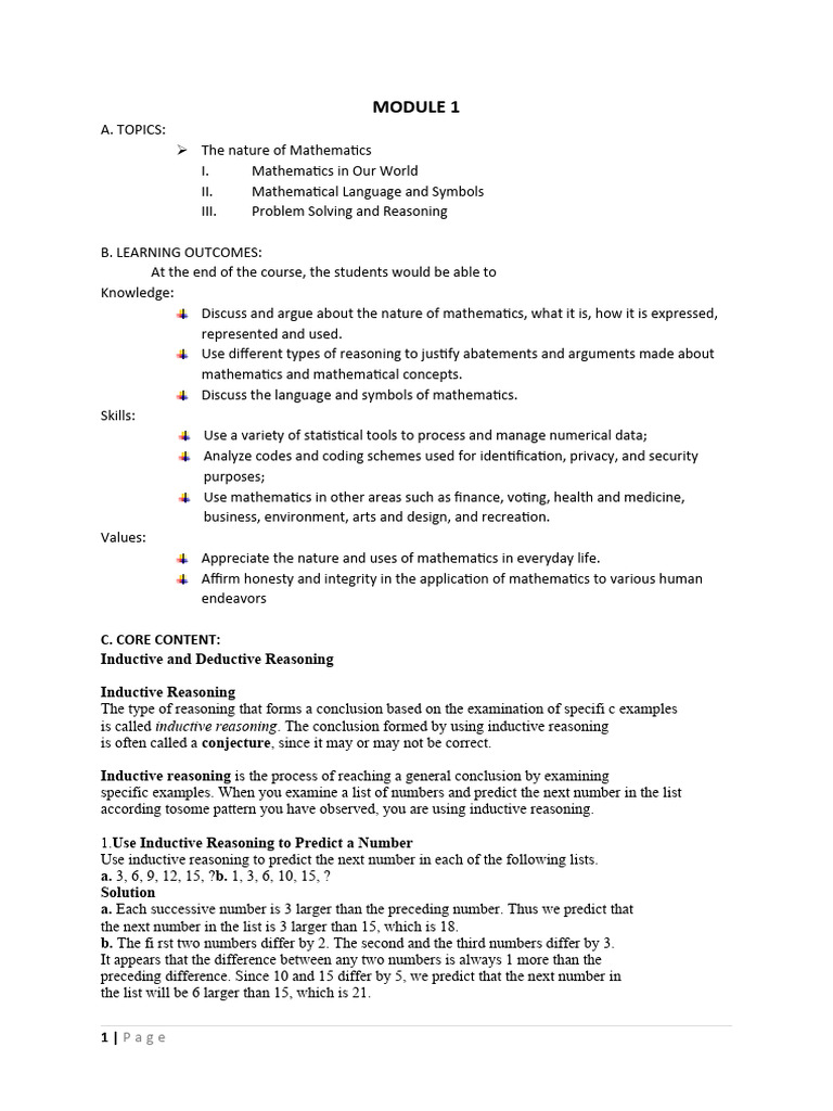 Ge4 Module1 | PDF | Inductive Reasoning | Mathematics