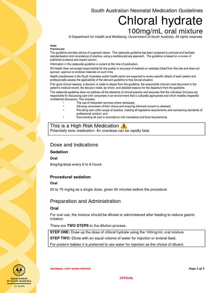 Chloral+Hydrate Neo v2 0 | PDF | Preterm Birth | Medical Specialties