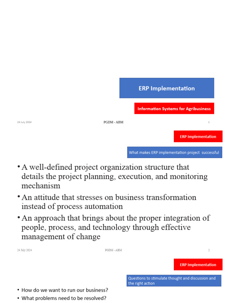 Session-6 ERP Implementation 2 | PDF | Enterprise Resource Planning | Implementation