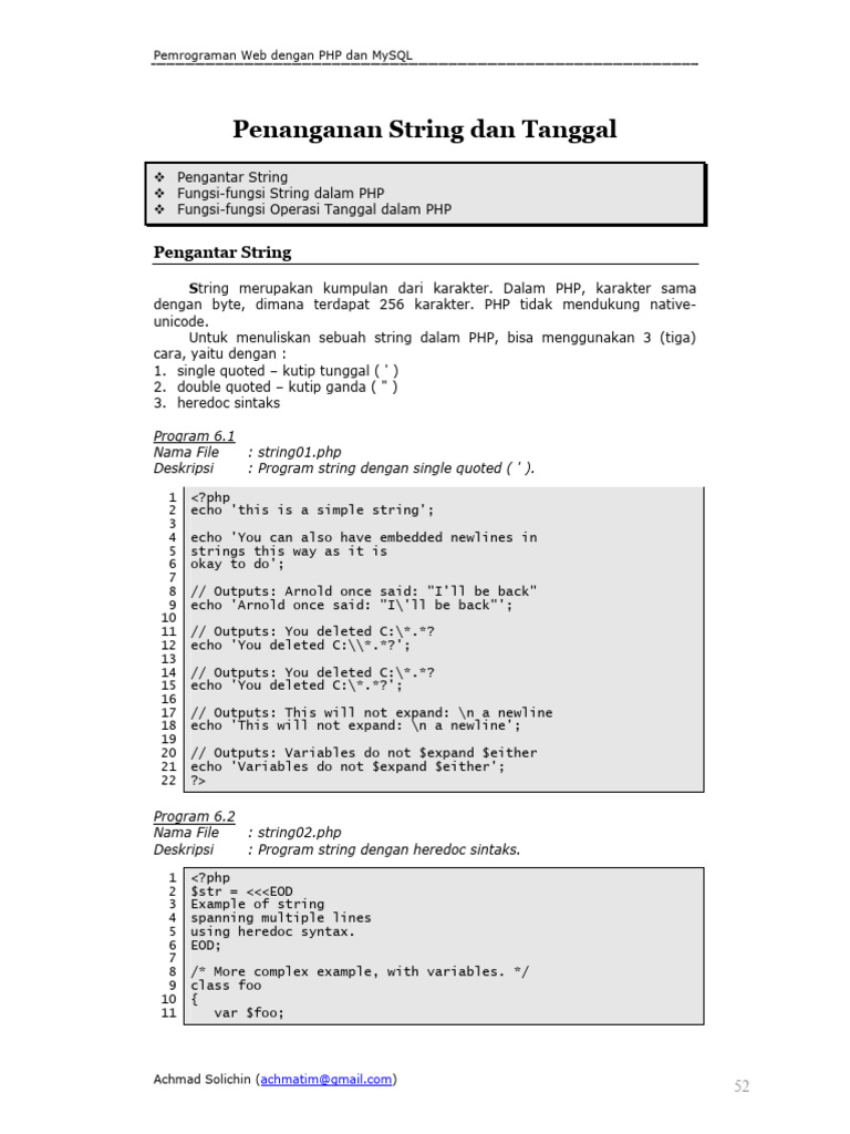 Pemrograman Web Dengan PHP - Fungsi | PDF