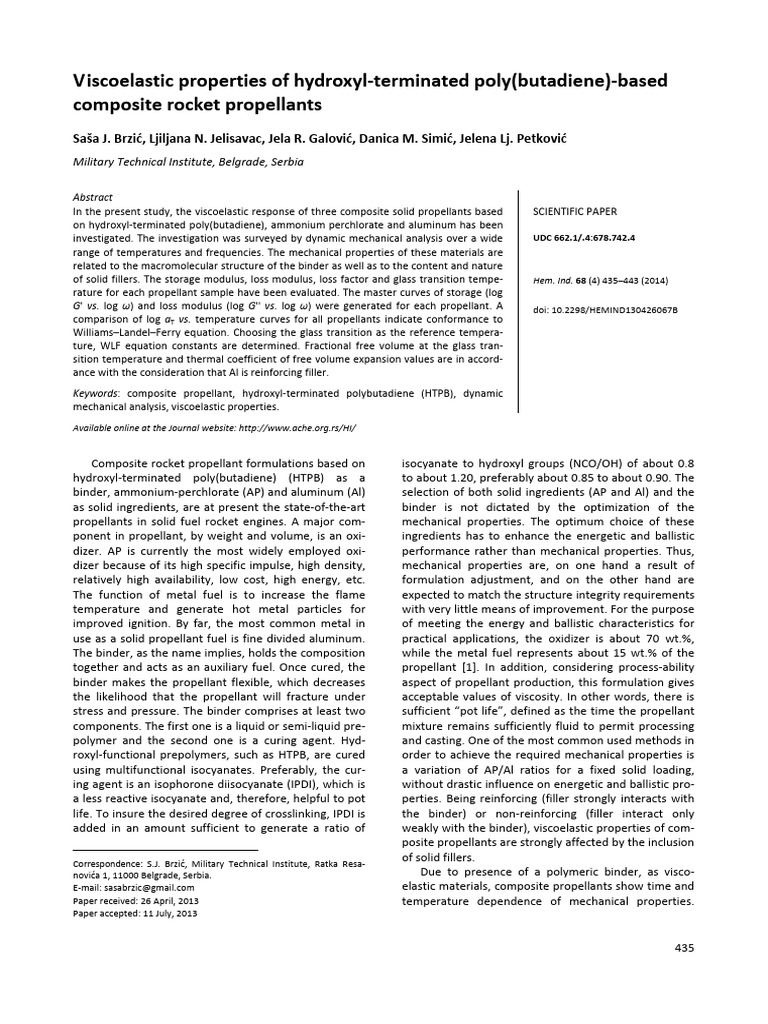 Viscoelastic Properties of Hydroxyl Term | PDF | Viscoelasticity ...