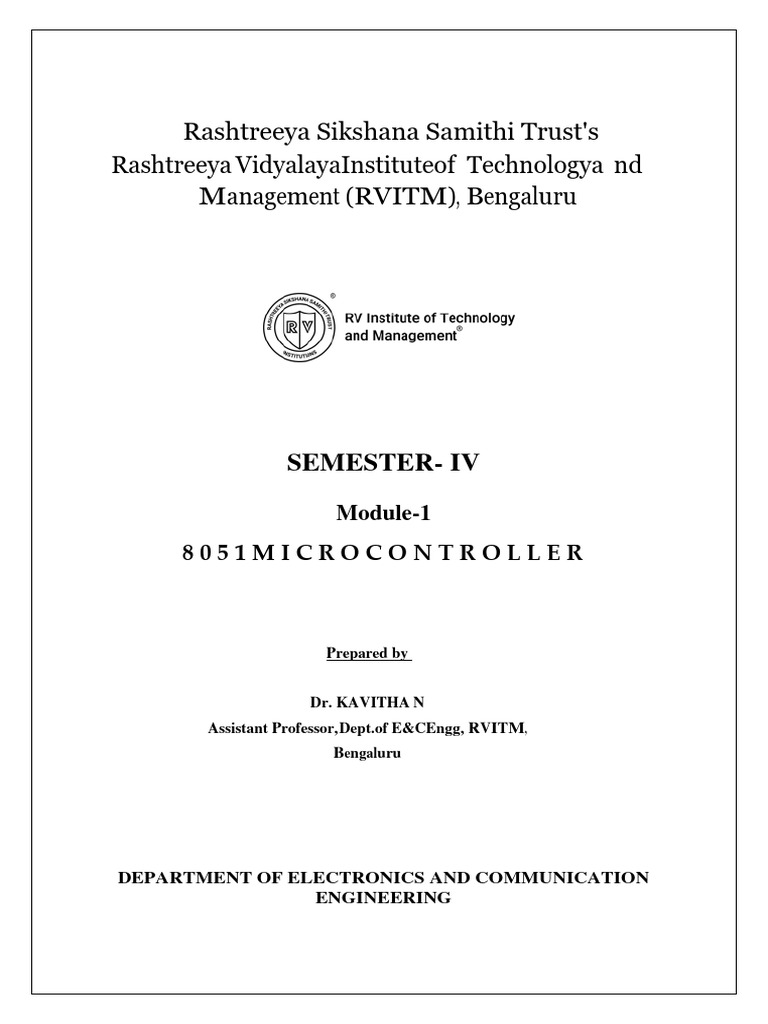 Module 1 Pdf Microcontroller Central Processing Unit