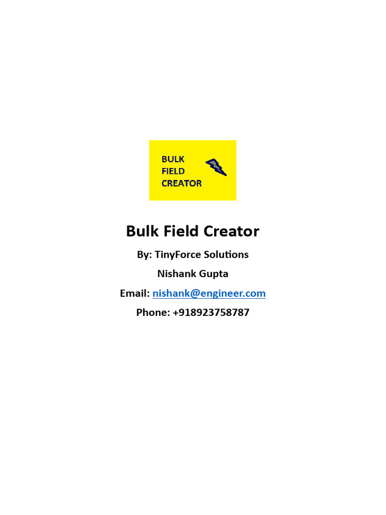 User Manual - Bulk Field Creator | PDF | Mobile App | Comma Separated Values
