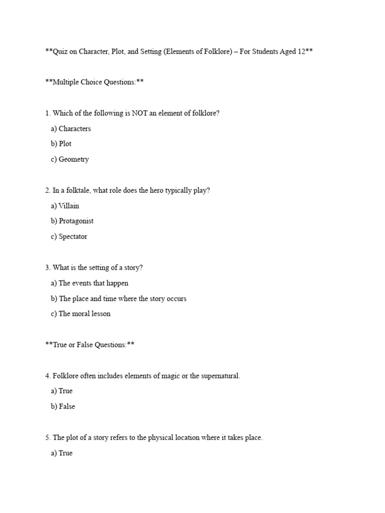 Folklore Questionnaire | PDF | Folklore | Plot (Narrative)