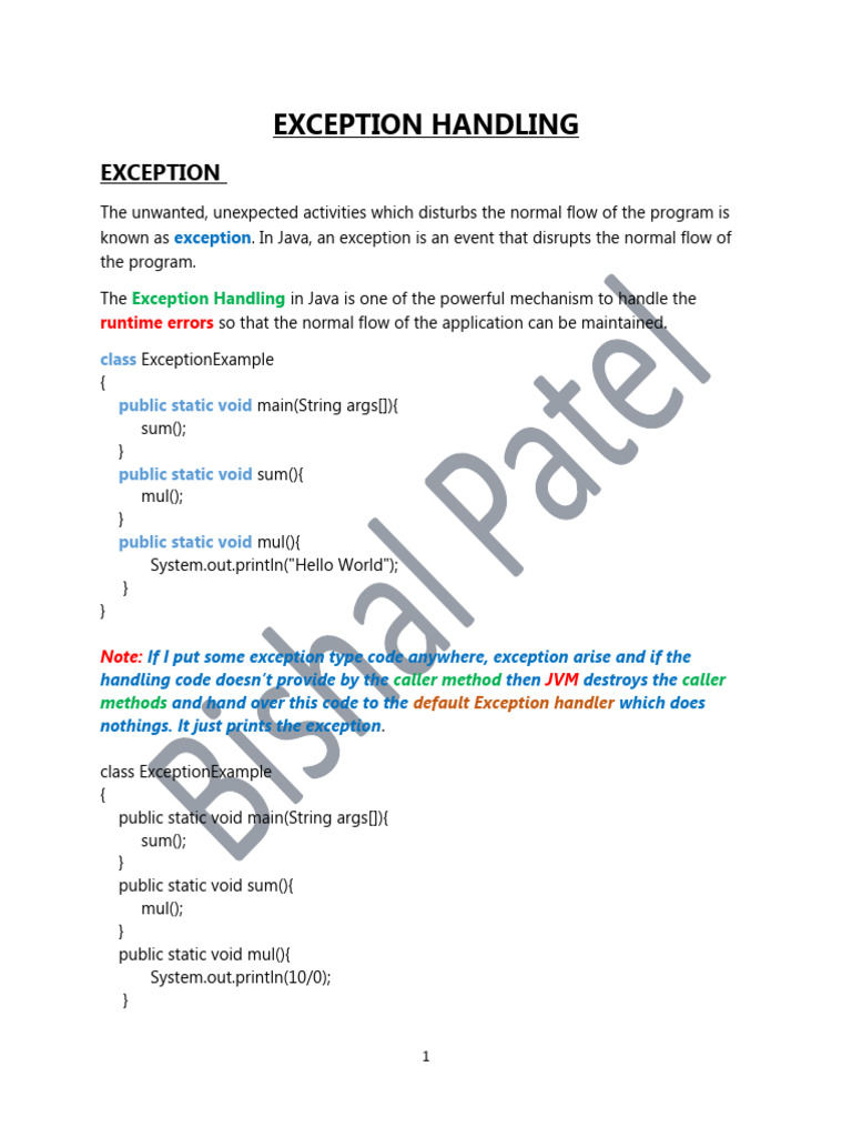 Exception Handling | PDF | Java (Programming Language) | Object Oriented Programming