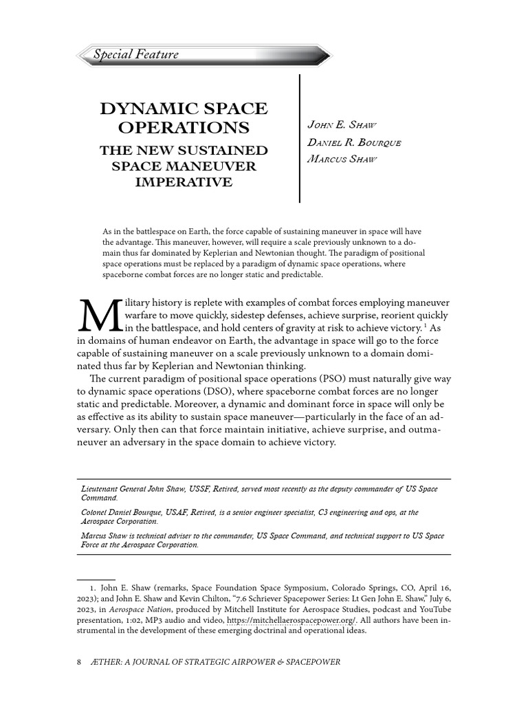 Dynamic Space Operations | PDF | Orbital Maneuver | Maneuver Warfare