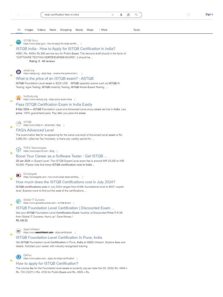 Istqb Certification Fees in India - Google Search | PDF | International ...