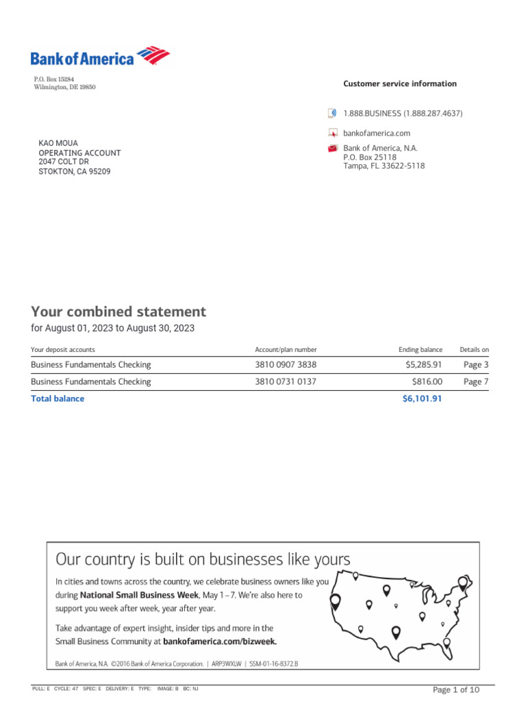 BOA Statement | PDF | Transaction Account | Overdraft