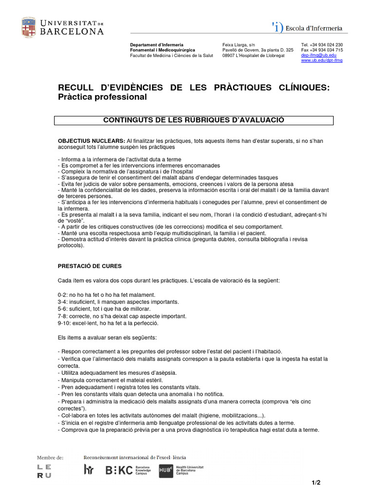 Contingut Rubriques Practica Professional EC01 | PDF